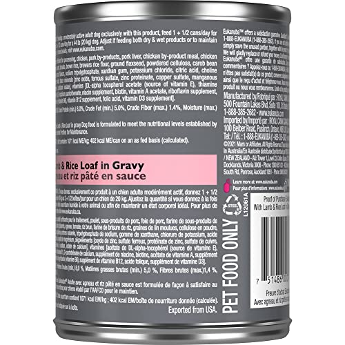 Eukanuba Adult With Lamb & Rice Canned Wet Dog Food, (12) 13.2 oz Cans