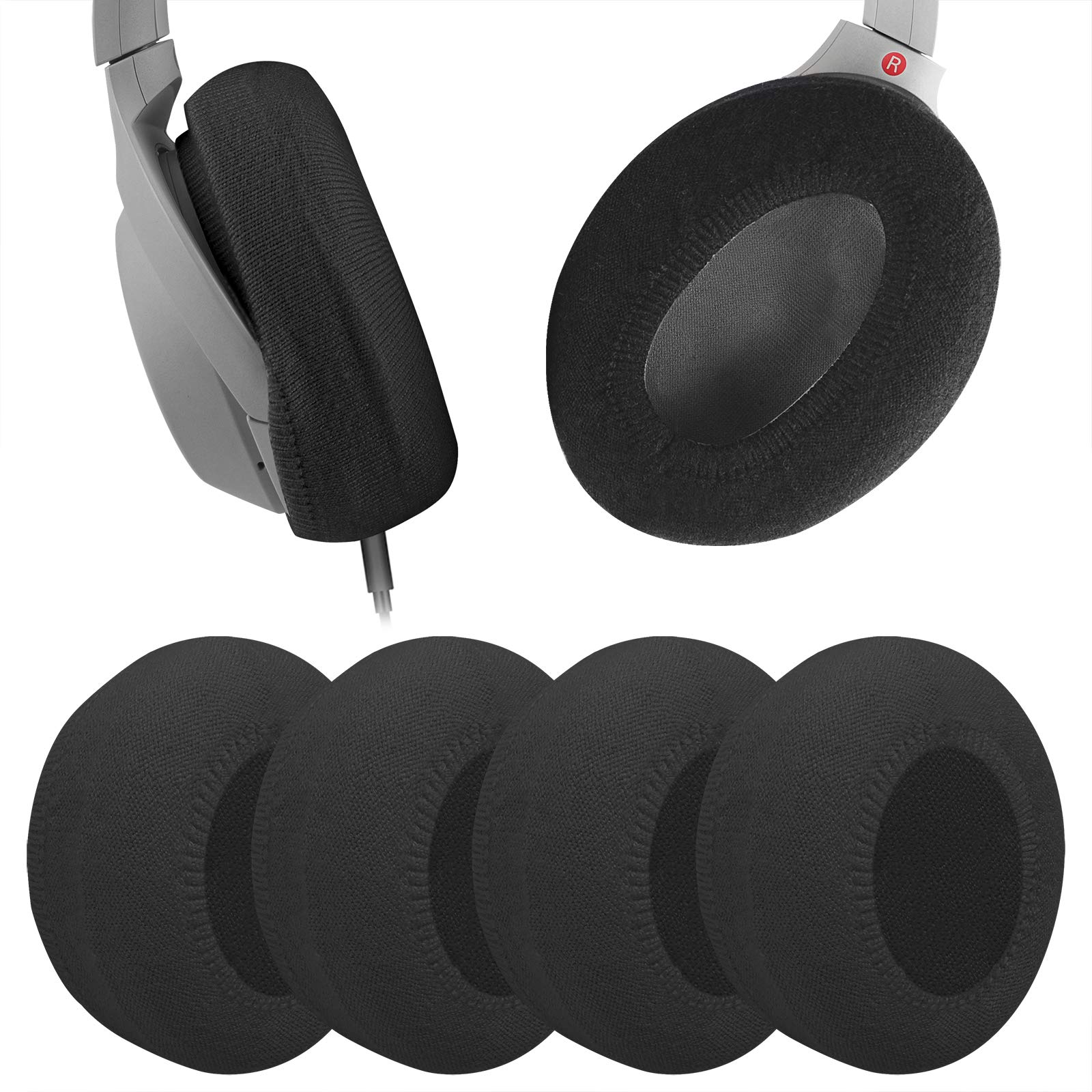 Geekria 2 Pairs Knit Headphones Ear Covers, Washable & Stretchable Sanitary Earcup Protectors for Over-Ear Headset Ear Pads, Sweat Cover for Warm & Comfort (Size M/Black)