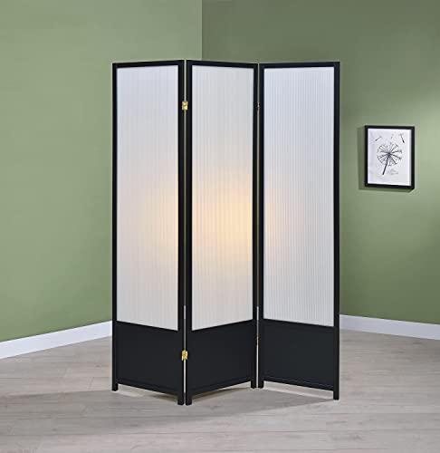 Coaster Home Furnishings Calix 3-Panel Folding Floor Screen Translucent and Black