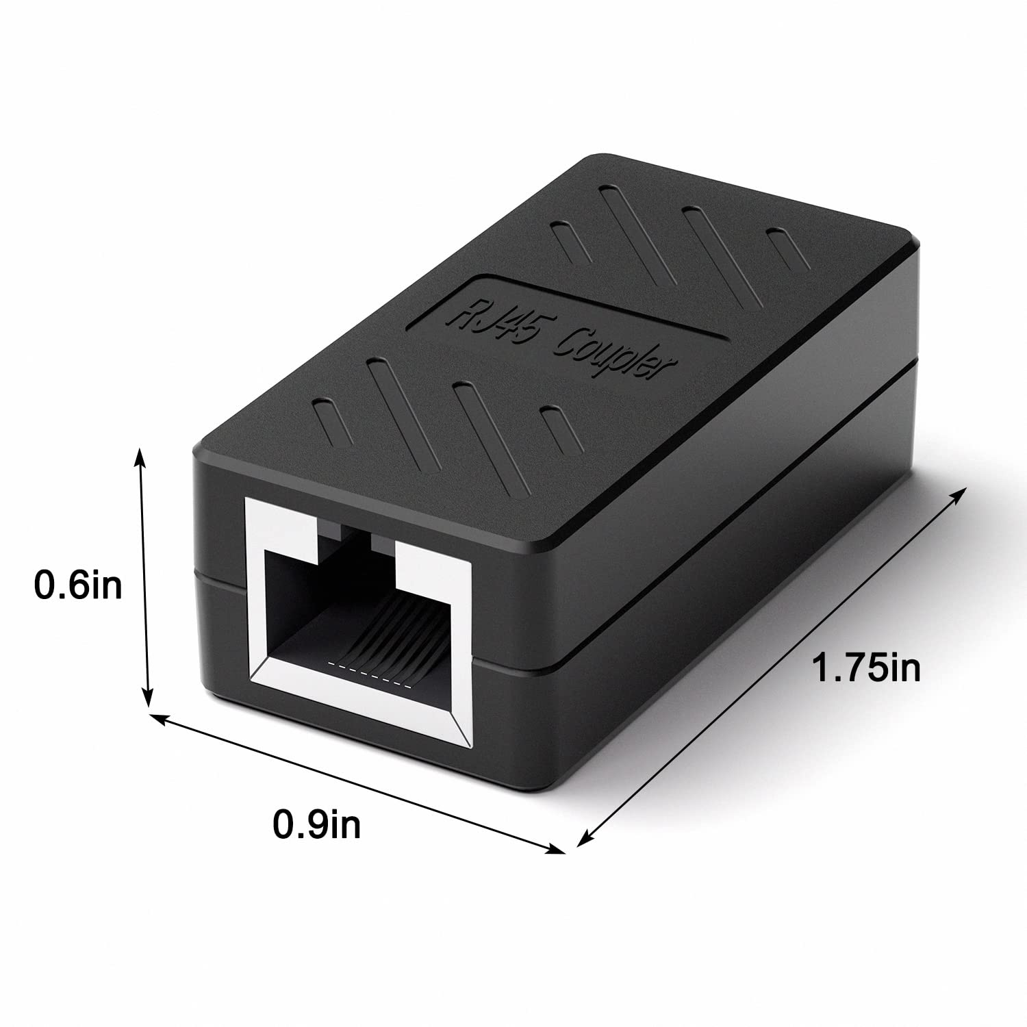 Dingsun RJ45 Coupler, Ethernet Extender, in-Line Coupler Female to Female Ethernet Coupler for Cat7/ Cat6/ Cat5/ Cat5e Ethernet Cable Extender Adapter (2Pack, Black)