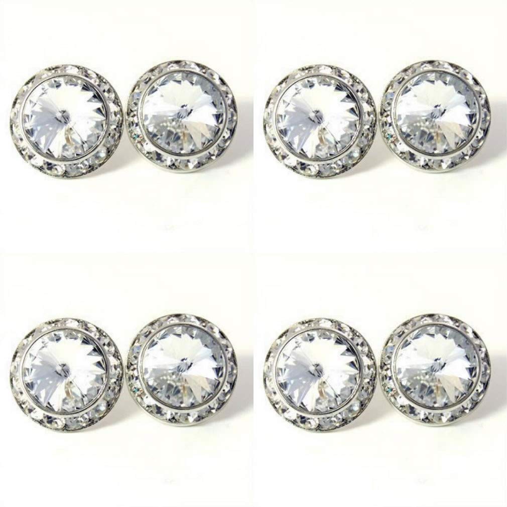 4 Pairs 17mm Round Shaped Acrylic Stone Crystal Post Earring Studs Jewelry Gift for Women Bridal Wedding Casual Stage Everyday Wear Jewelry Clear