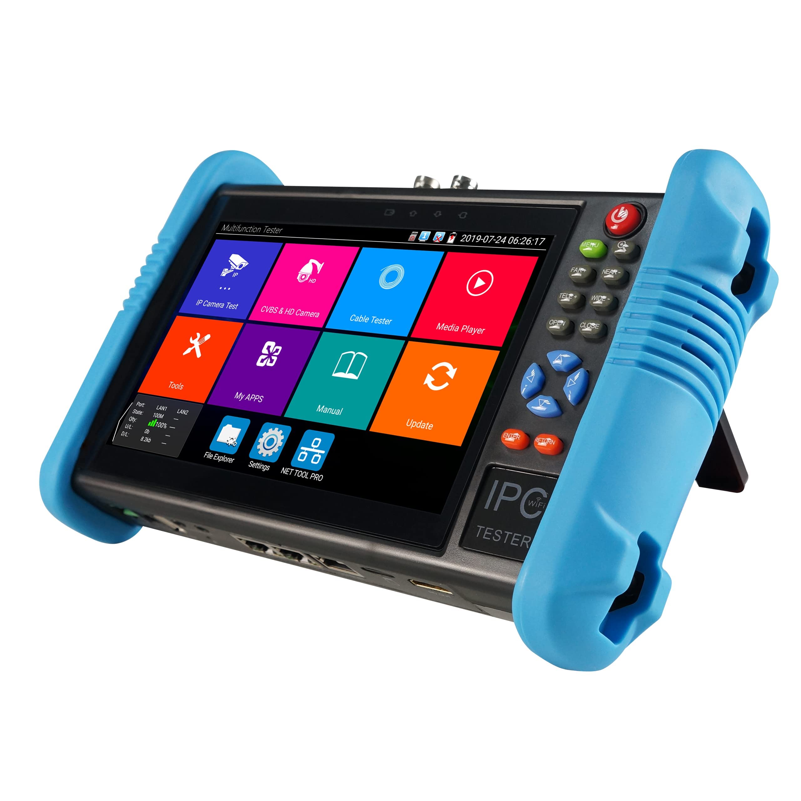 EVERSECU 7 Inch Touch Screen 5 in 1 CCTV Tester Support Upt to 4K IP Camera & 720P/1080P/3.0mp/4.0mp/5.0 Megapixel AHD, TVI, CVI & CVBS Analog Camera, with Keyboard/IP Discovery/WiFi/APP