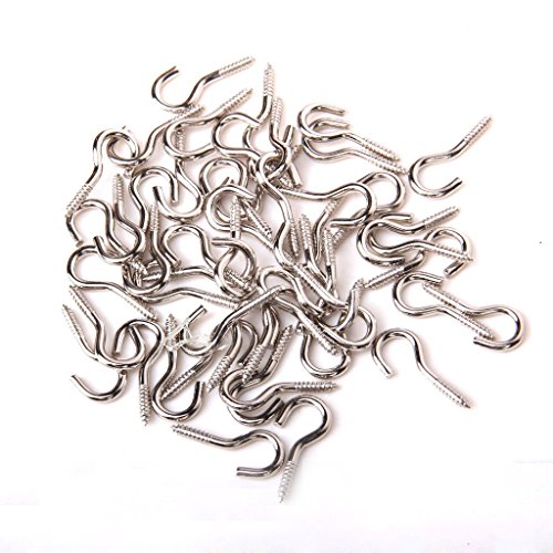 CJESLNA 50pcs Screw Hook Eye Silver