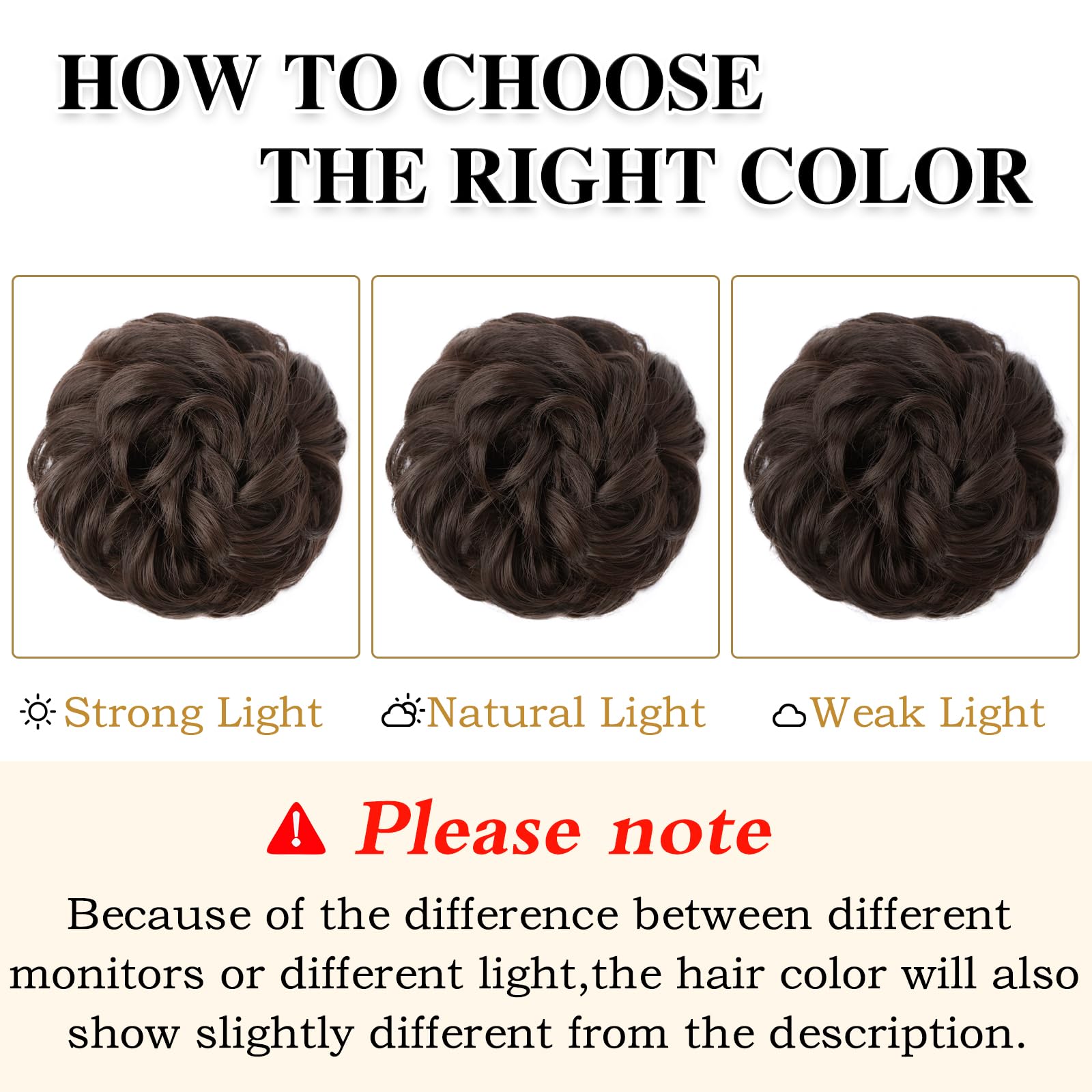 MORICA 1PCS Messy Hair Bun Hair Scrunchies Extension Curly Wavy Messy Synthetic Chignon for Women (1-6#(Dark Brown))
