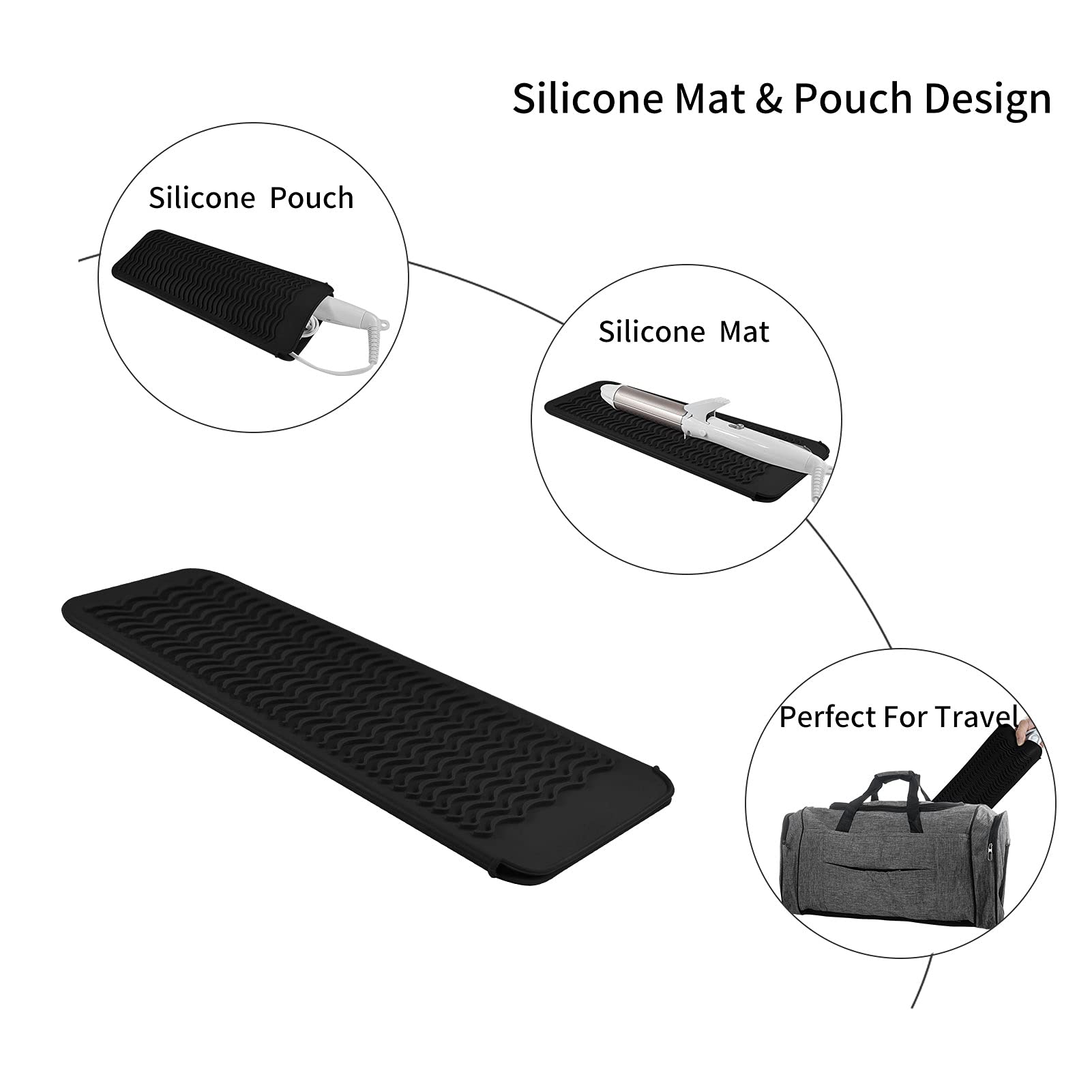 EIOKIT 2 Pack Silicone Heat Resistant Travel Pouch for Straighteners, Crimpers, Curling Wands, Flat Irons and Hot Hair Styling Tools