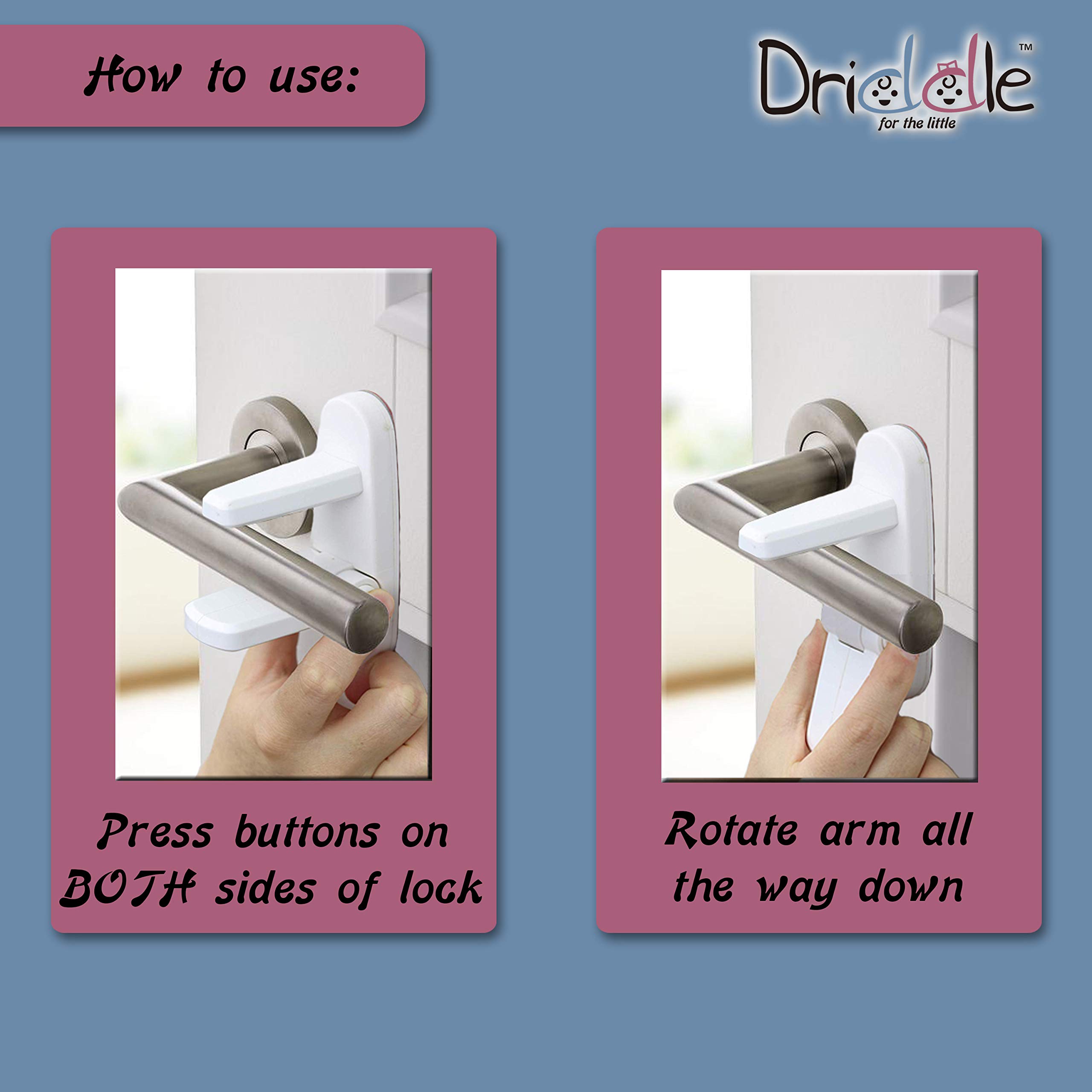 Door Lever Baby Safety Lock - Baby Proofing - Prevent Little Kids from Opening Doors with A Child Proof Door Handle Lock - 3M Adhesive - Driddle