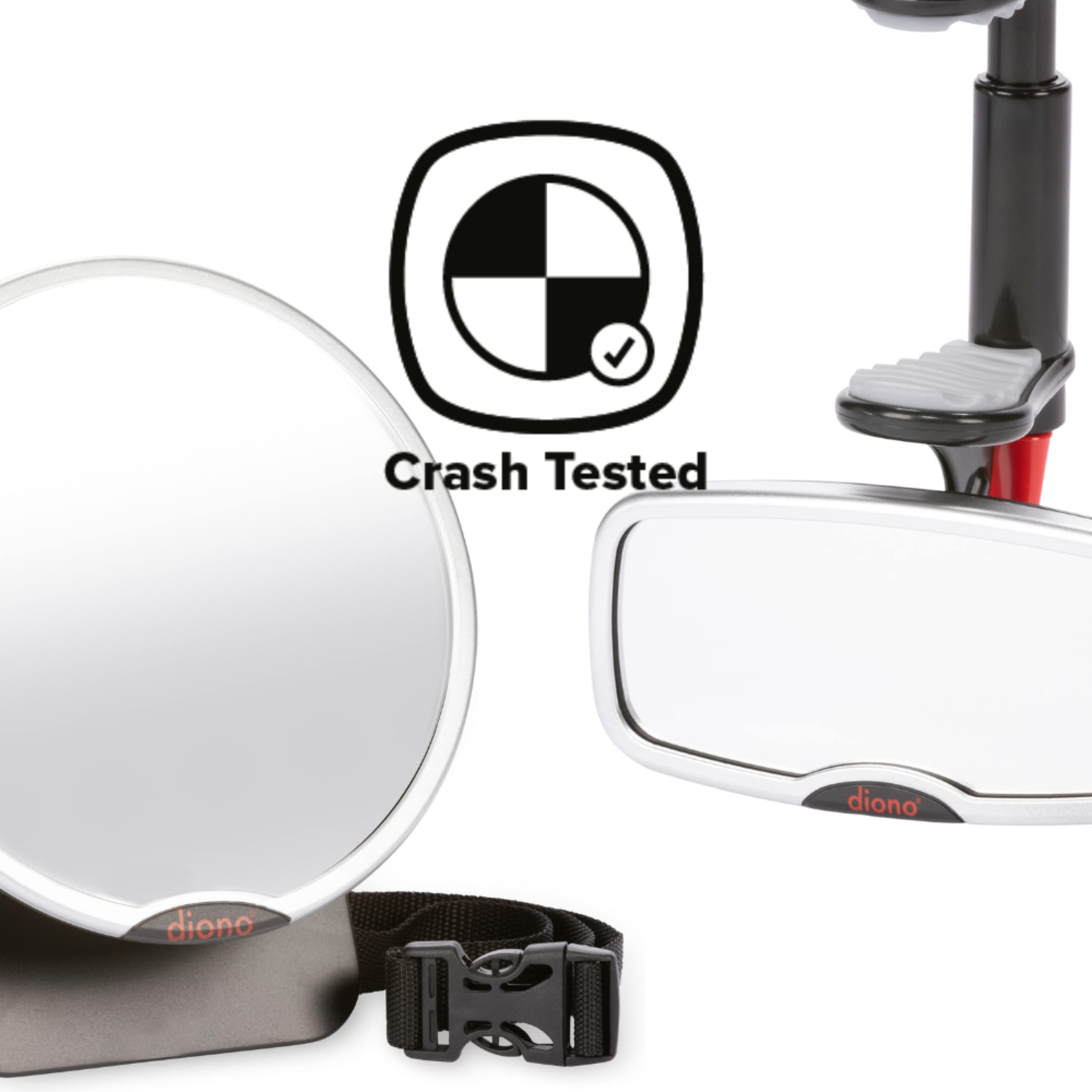 Diono Baby Car Mirror 2 Pack, Includes Safety Car Seat Mirror for Rear Facing Infant & See Me Too Rear View Baby Mirror Both Fully Adjustable with Wide Crystal Clear View, Shatterproof, Crash Tested