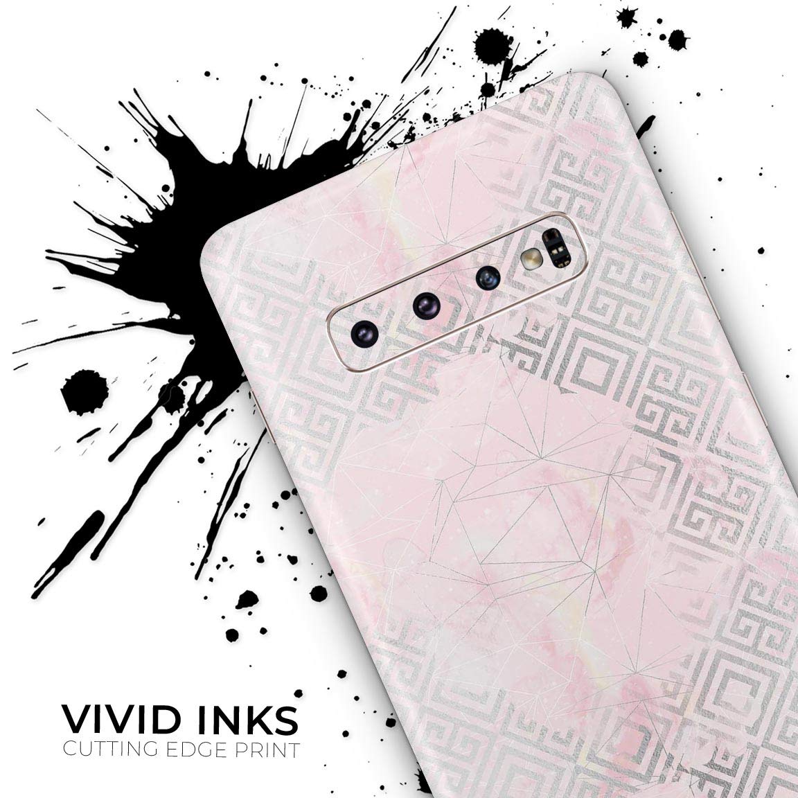 DesignSkinz Karamfila Silver & Pink Marble V12 Protective Vinyl Decal Wrap Skin Cover Compatible with The Samsung Galaxy S20 (Screen Trim & Back Glass Skin)
