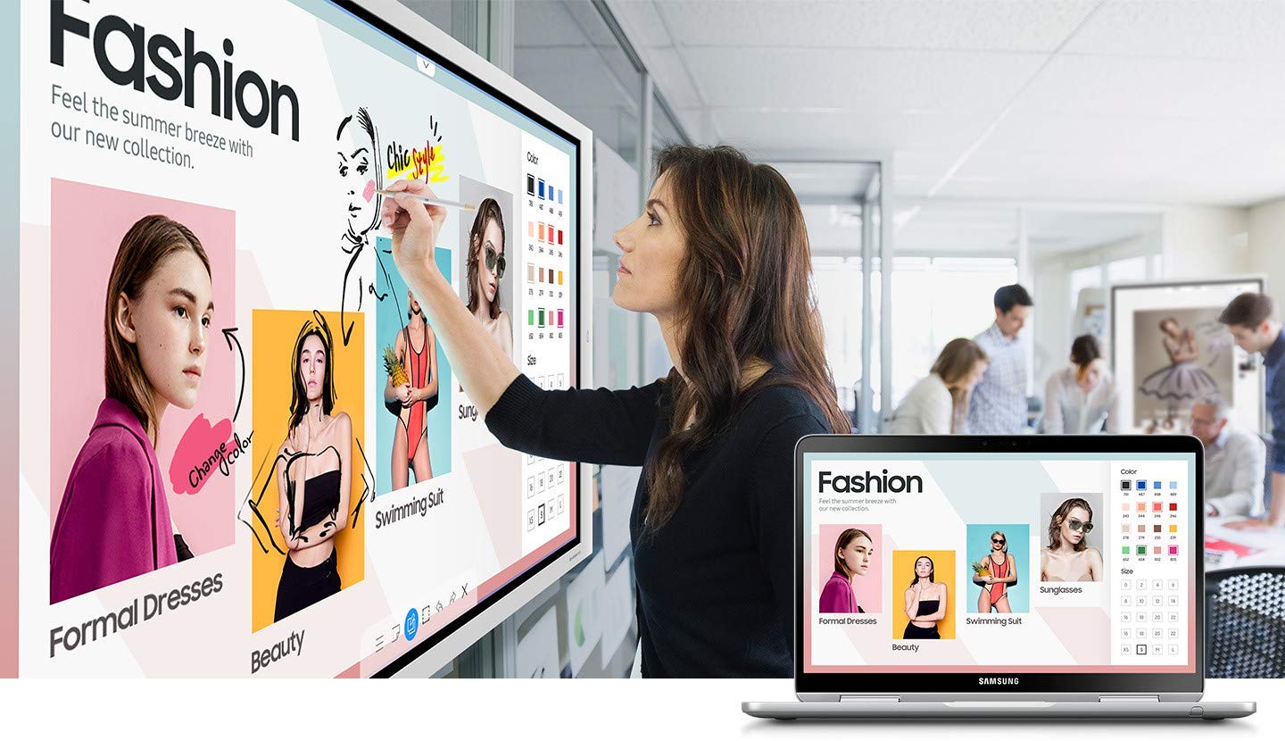 Samsung Flip 2 WM65R 65 Inch Digital Flipchart for Business 4K UHD 3840x2160 with Touch Screen, Wi-Fi, HDMI, USB and 3-Year Warranty (LH65WMRWBGCXZA) (Renewed)
