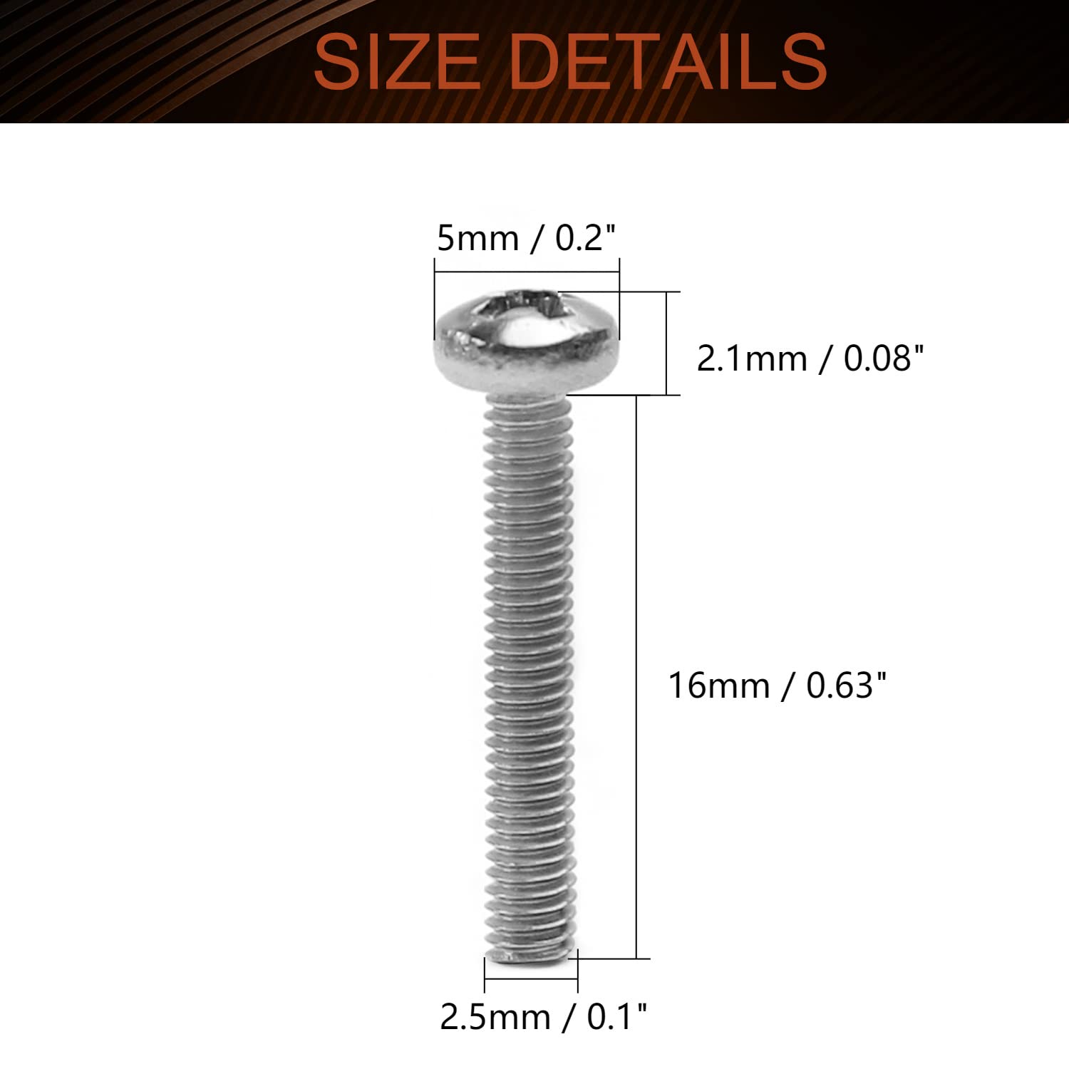 MroMax 60Pcs M2.5 x 16mm Pan Head Phillips Machine Screws, 304 Stainless Steel 18-8, Fully Thread, Metric Silver Gray Cross Head Screws Bolts for Computers, Camera and Other Small Electronic Devices