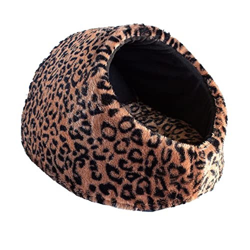 Downtown Pet Supply - Cat Cave Bed - Cute Cat Bed or Kitten Bed - Foldable, Nap Mat with Non-Slip Grip - Warm & Cozy Covered Cat Bed - Beige - 16 in x 14 in x 12 in