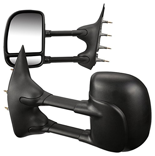 DNA Motoring TWM-010-T222-BK Pair of Manual Adjustment Towing Side Mirrors Compatible with 03-14 E-150 E-250 E-350 E-450 E-550 / Econoline,Black Housing