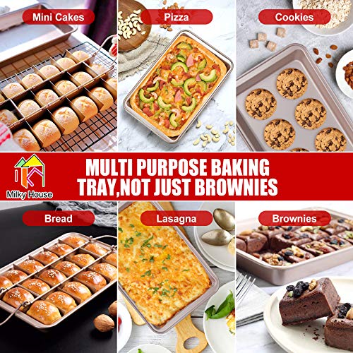 Brownie Pans with Dividers, Non Stick Brownie Baking Pans, Baking Pan with Built-in Slicers Solutions, 18 Pre-Cut Brownie Pans, Rectangular Cake Pans Square Molds for Oven Baking Bread, 12 by 8 inches