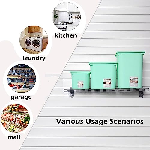 Baoz 2pcs Wall Shelf Kit Garage Storage Rack Heavy Duty Metal Carbon Steel Floating Shelf Mounted Ventilated Shelves for Slatwall(12x24in)