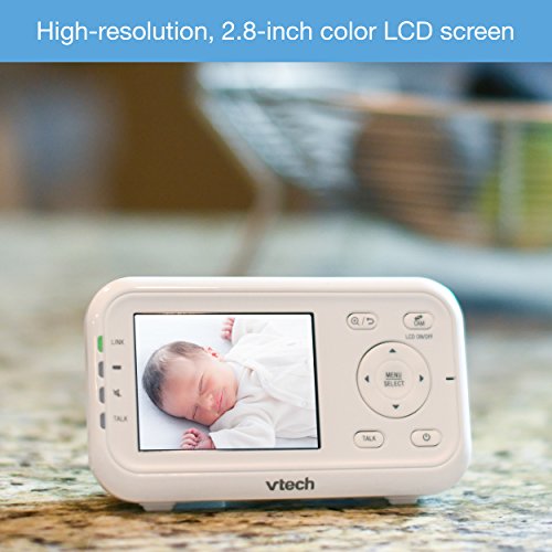 VTech VM3261-2 2.8β Digital Video Baby Monitor with 2 Pan & Tilt Cameras, Full Color and Automatic Night Vision, White