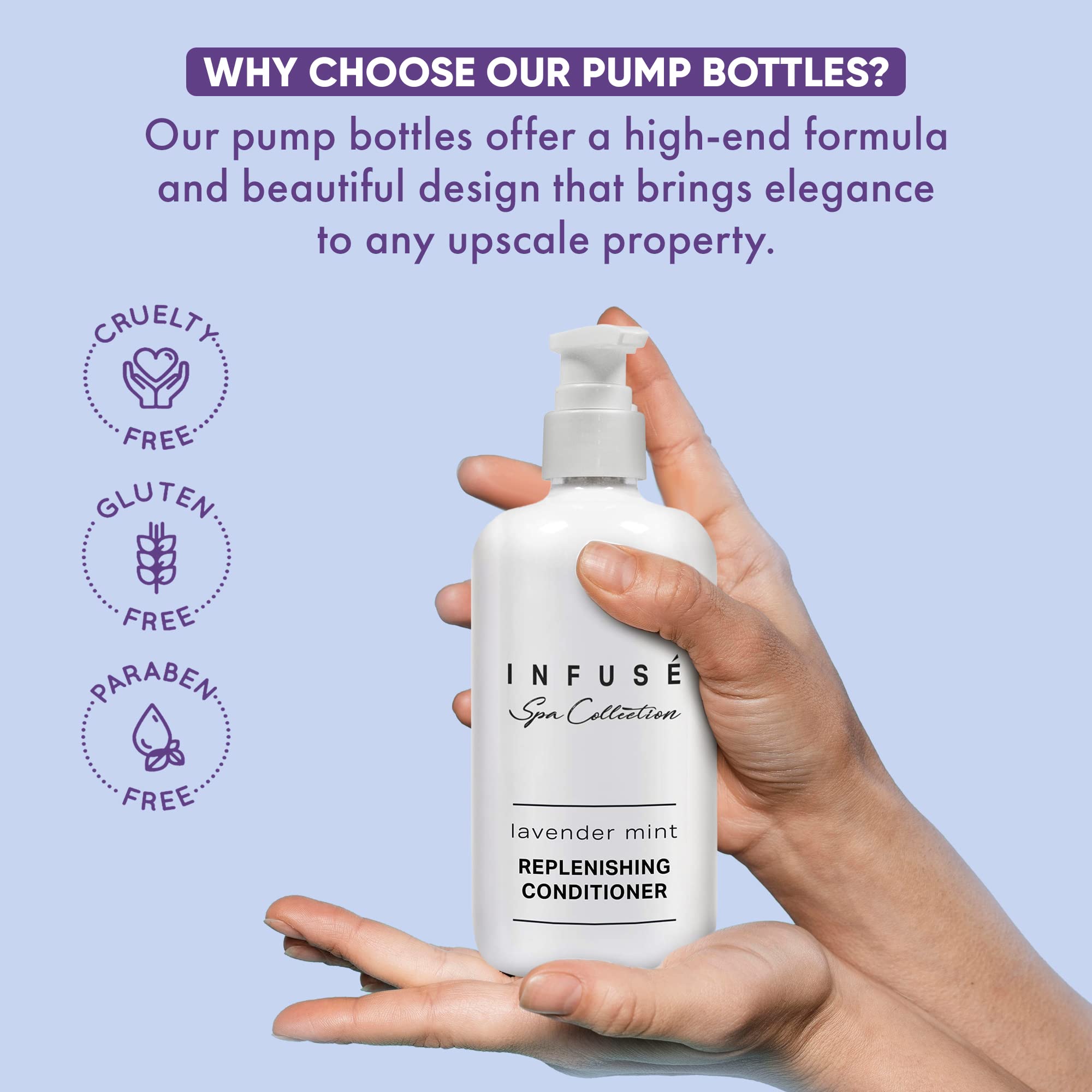 Terra Pure Infuse Lavender Mint Conditioner | Spa Collection | Hotel Amenities in Pump Bottle | 10.14 oz. / 300 ml (Single Bottle)