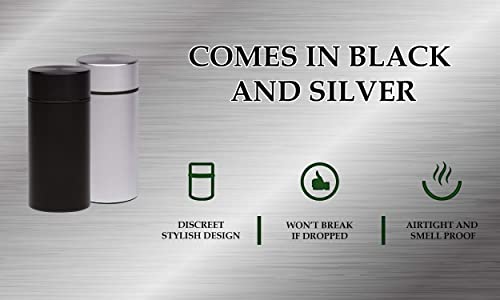 Stash Jar β Airtight Smell Proof Jar Aluminum Storage Container. Waterproof Weed Accessories Durable Multi-Use Portable Weed Jar. Herb Tobacco Spices Container Screw-Top Lid Lock Odor β Black (1)