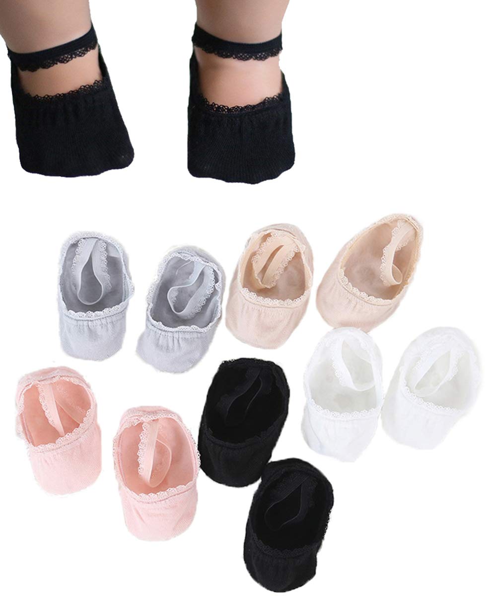 Non-skid Baby Girl Socks Antislip Toddler Socks Newborn Baby Infants Sock for 0-36 Month 5 Pair (S(8-12month))