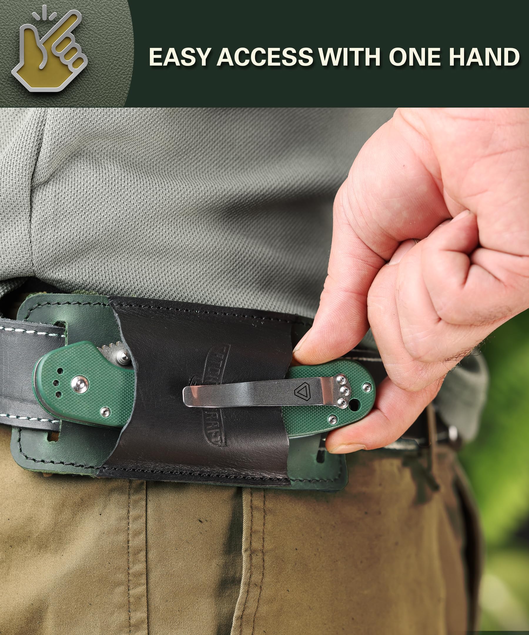 CatchandCraft Leather Knife Sheath for Belt - Pocket & Folding Knife Holster, Horizontal Carry Knife Holder, Small Case Pouch, Hidden EDC Organizer for Men, Shop Knife Sheaths