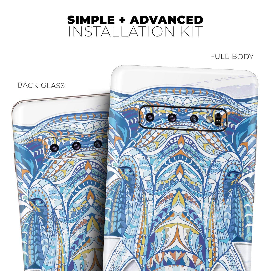 DesignSkinz Geometric Sacred Elephant Protective Vinyl Decal Wrap Skin Cover Compatible with The Samsung Galaxy S20 (Screen Trim & Back Glass Skin)