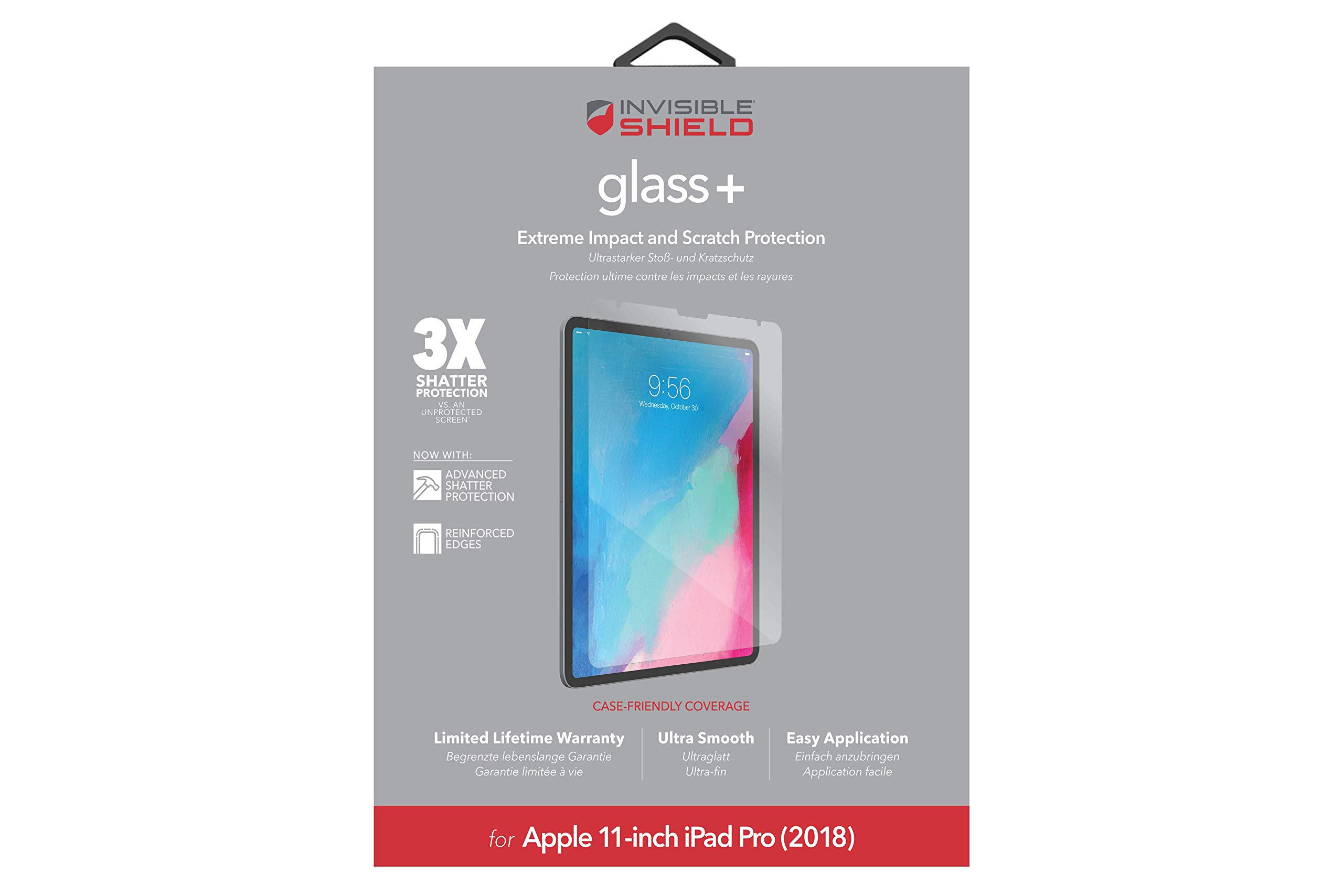 Invisible Shield ZAGG InvisibleShield Glass Plus - Tempered Glass Screen Protector Made for The Apple iPad Pro 11 Inch - Clear