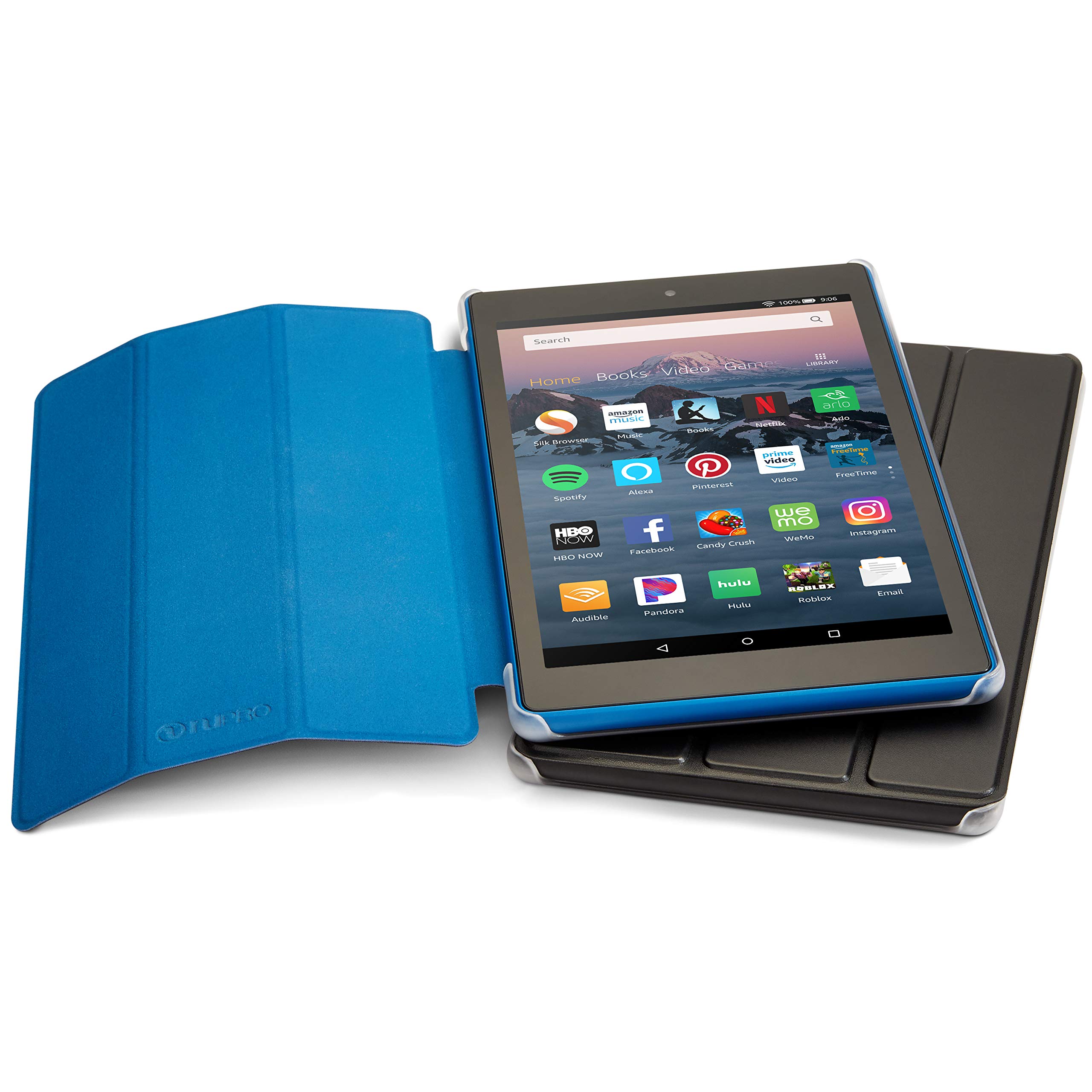 Nupro Tri-fold Standing Case for Fire HD 8 Tablet, Black (compatible with 2018 release)
