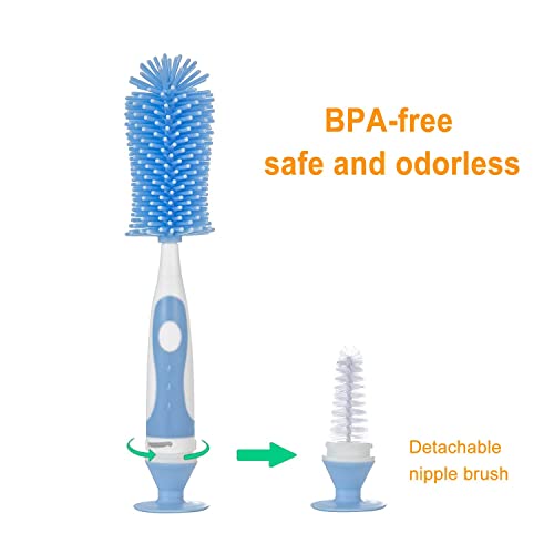 CHEMIMOSO Multifunctional Cleaning Brush,Baby Bottle Brush,Bottle Brush Cleaner Set 3, Pink, Silicone and Nylon Brush