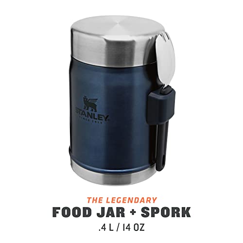Stanley Classic Legendary Food Jar 0.4L Nightfall with Spork β BPA Free Stainless Steel Soup Flask - Keeps Cold or Hot for 7 Hours - Leakproof - Dishwasher Safe