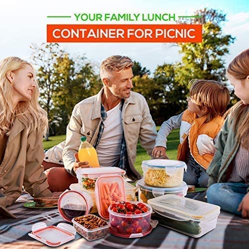 24 Pcs Food Storage Containers with Airtight Lids-BPA Free Clear Plastic Leak Proof and Durable Meal Prep Containers for Kitchen and Pantry Organization, Easily Stackable, Microwavable & Freezer Safe