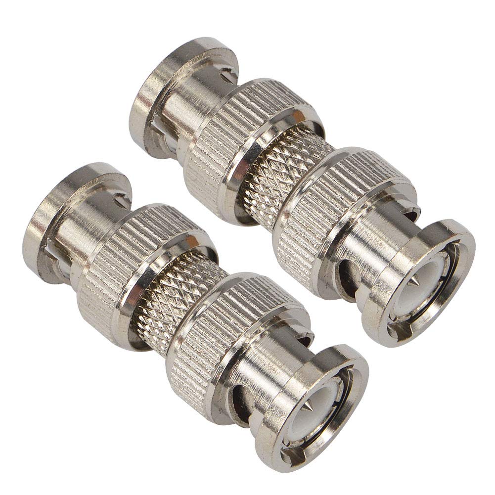 onelinkmore BNC Male to Male Coupler Connector M/M BNC Male Plug to Male Plug Coupler Connector BNC Male Coax Connector for CCTV gmrs Repeater Cable Security Video Camera Pack of 2