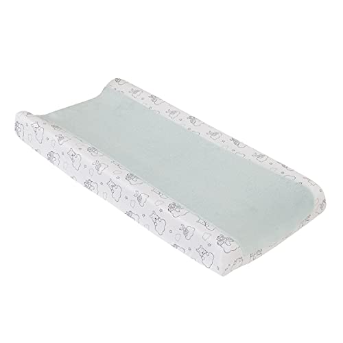 Disney Winnie The Pooh Hello Sunshine Grey and White Super Soft Contoured Changing Pad Cover with Plush Aqua Fleece Center Panel