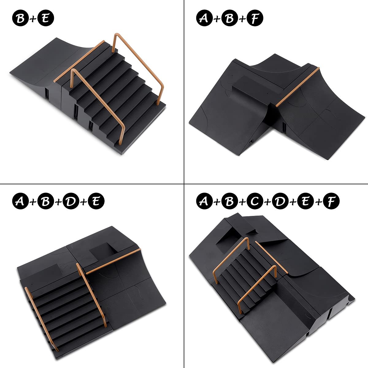 CS COSDDI Skate Park Starter Kit Finger Skateboard Ramp - Ultimate Parks Training with Stair Rail and Half Pipe(Style B)