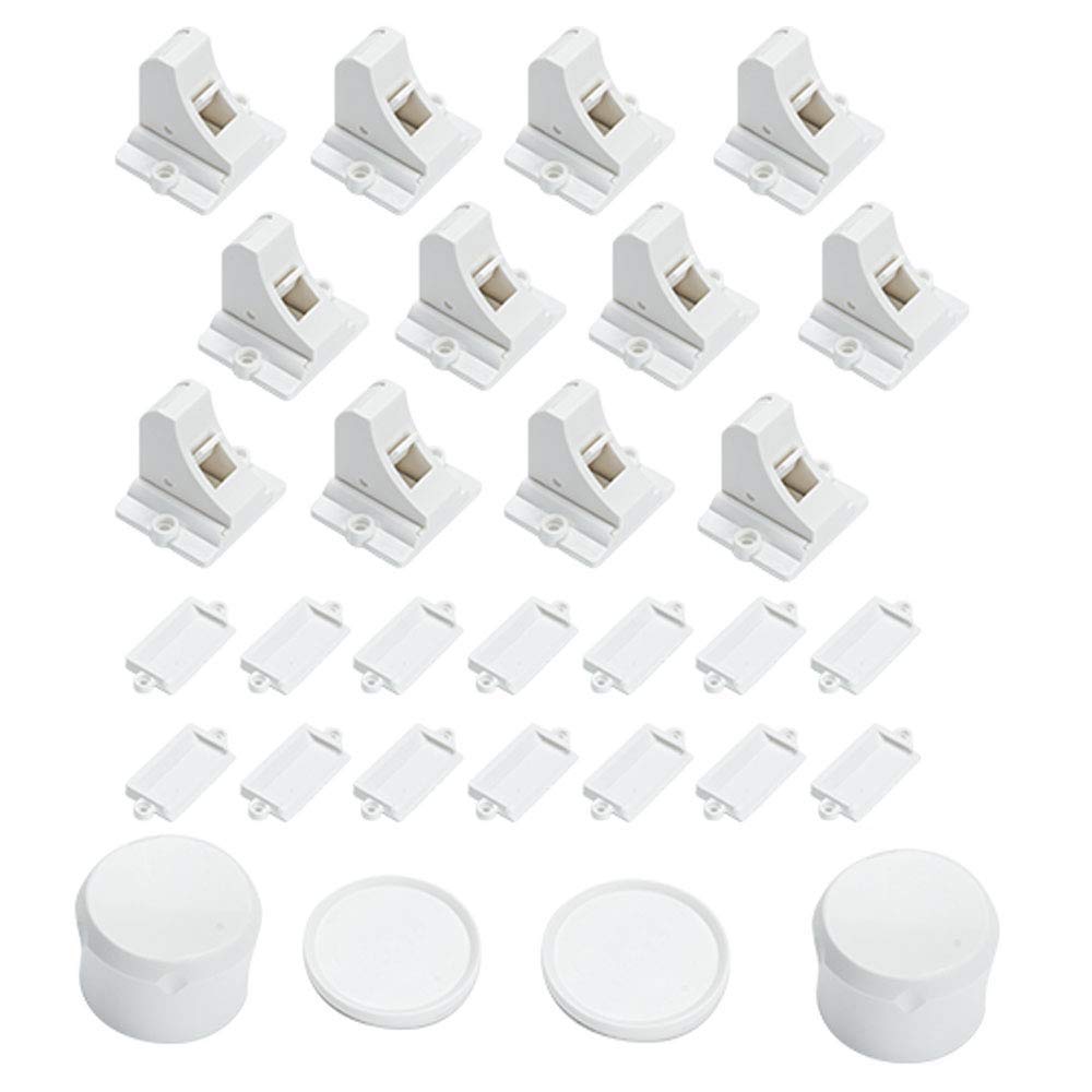 Baby Proofing Magnetic Cabinet Locks - 12 locks + 2 keys bundle with Extra Child Proof Replacement Magnet Key