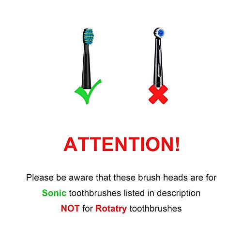 YUNCHI Toothbrush Replacement Heads Compatible with Fairywill FW-D1/D3/D7/D8/507/508/551/917/959, Gloridea, Sboly, WOVIDA, Y1 Sonic Electric Toothbrushes, 5 Pack - Black