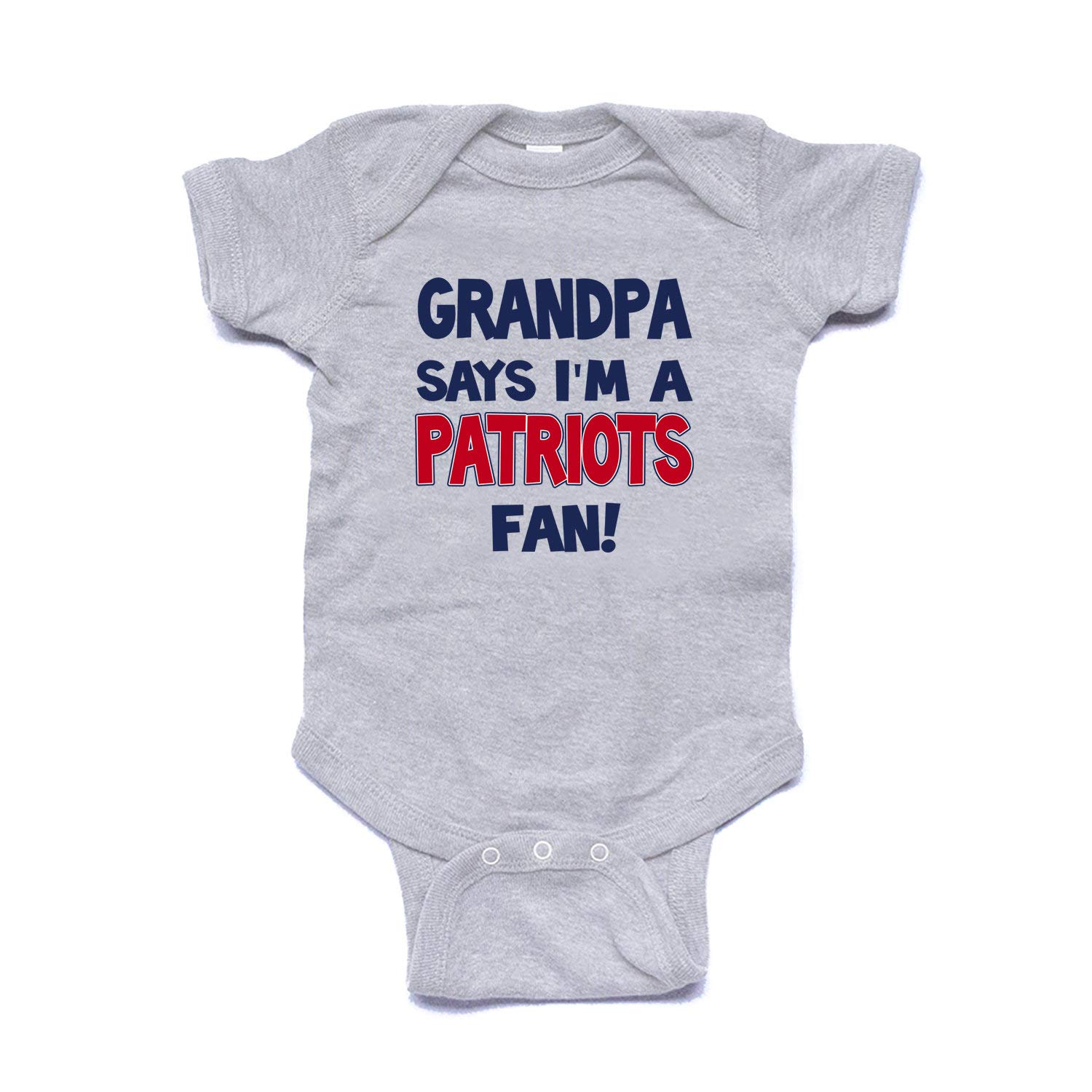 NanyCrafts Grandpa says I'm a PATRIOTS Fan Baby Bodysuit Heather 6M
