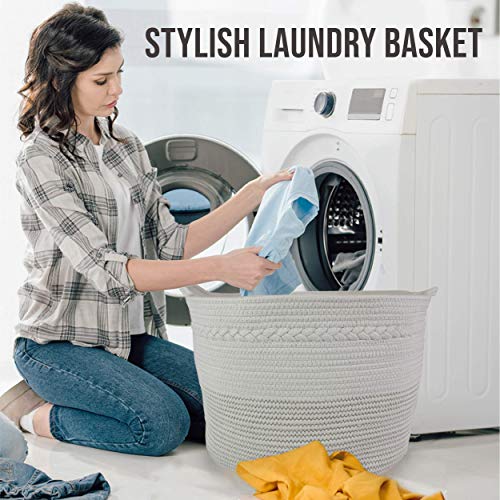 Cotton Rope Storage Basket - Decorative Woven Basket Great Basket for Blankets Basket, Large Laundry Basket, Living Room, Toy Storage, Toy Basket, Toy Bin, XXL 20βX13.5β