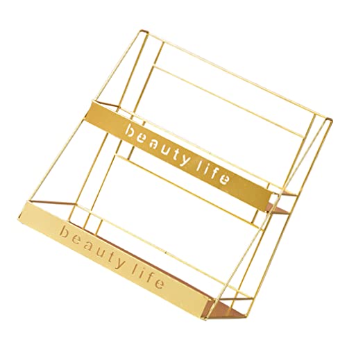 BESPORTBLE Cosmetic Storage Rack Makeup Organizer Shelf 2 Tier Cosmetic Storage Basket with Tray for Cosmetics Countertop Storage Organizer Standing Rack for Dresser Countertop Bathroom Gold