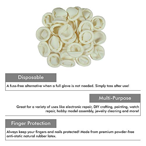 Disposable Latex Finger Cots 200pcs (Large), Anti-Static Rubber Fingertips Protective Finger Gloves Applicators for Electronic Repair, Painting, Jewelry Cleaning