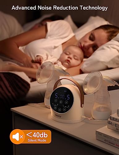 Besrey Double Electric Breast Pump: 200% EFFICIENT with Double Pump & Double Valve, 3 Modes 9 Levels, Memory Function, 10 Breastmilk Storage Bags & 21mm/24mm Flanges Breastfeeding Pump