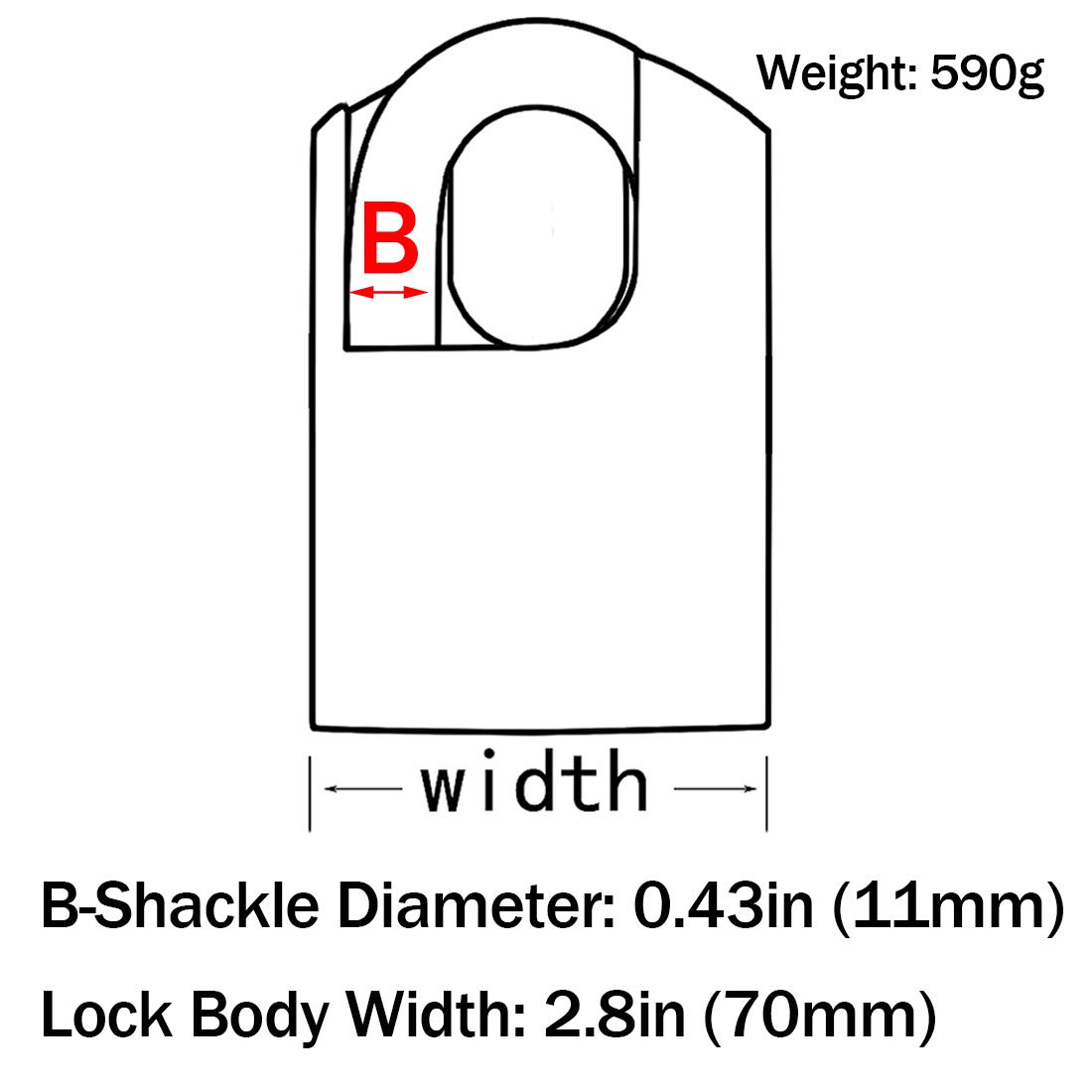 3 Keys 70mm Heavy Duty Warehouse Shrouded Hardened Keyed Padlock Top Security Lock