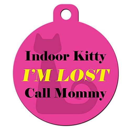 Cute Cat Pet ID Tag - "Indoor Kitty I'm Lost Call Mommy" - Personalize Col...