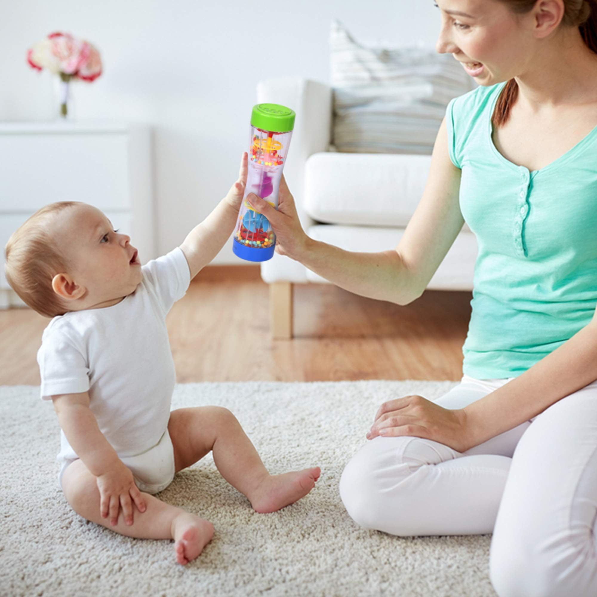 Playkidz 8.5" Rainmaker Rattle Toy for Babies & Toddlers, Kids Rainfall Rattle Tube, Rain Stick Shaker, Music Sensory Auditory Instrument Toy.