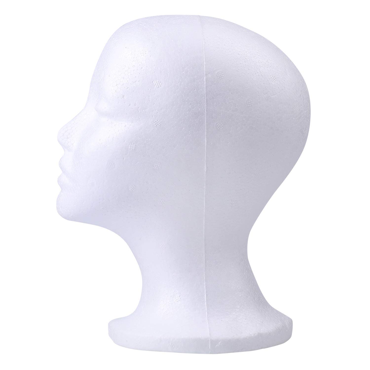 Foraineam 2 Pack Foam Wig Head, Female Mannequin Head Wig Display Stand Holder, Cosmetics Model Head White Foam Heads Glasses Mask Hat Hairpieces Stand