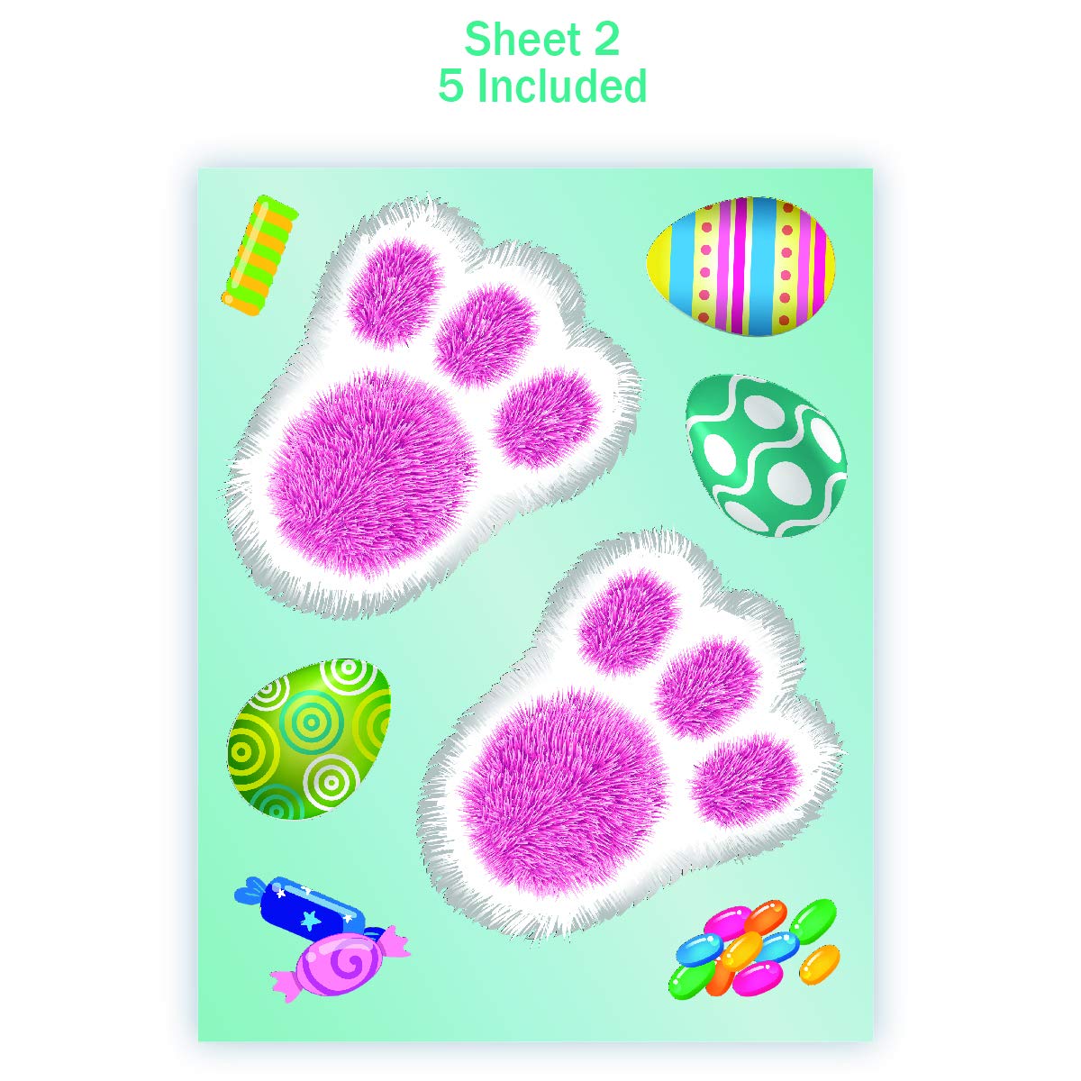 Easter Decorations Bunny Footprints Kit β 80 Total Paw Print Egg & Candy Floor Decals