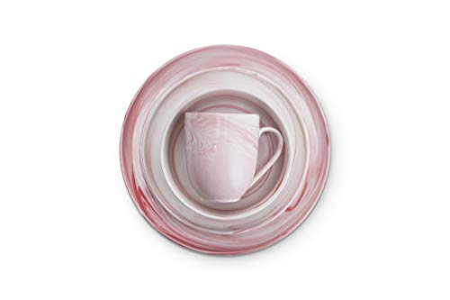 Stone Lain Marble Porcelain Dinnerware Set, 16 Piece Service for 4, Matte Pink