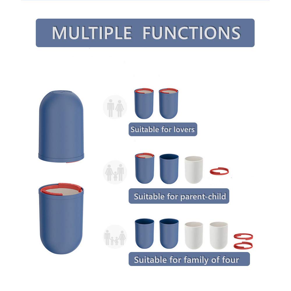 N/W Toothbrush Case Portable Travel Capsule Toothbrush Cup Holder Creative Four in One Plastic Toothbrushes Organizer High-capacity for Trips Home Business Use, Black