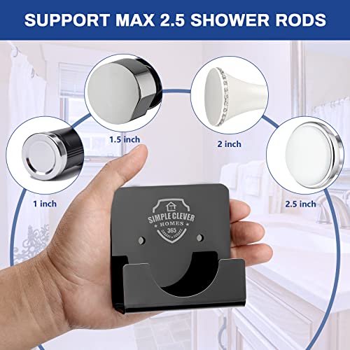 Black Acrylic Bathroom Curtain Rod Holders Adhesive Non Slip Curtain Hangers Pole Holders for Drapes No Drill Stick On Wall Mounted Bath Rod Gripper 2 Piece Square Shower Rod Brackets for Wall