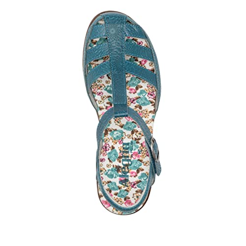 Alegria Women's Summer Roman Candle Teal Leather Wedge Sandal 9.5-10 M US