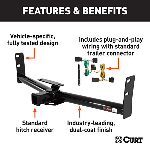 CURT 99304 Class 3 Trailer Hitch, 2-Inch Receiver, 4-Pin Wiring Harness, Select Chevrolet Equinox, GMC Terrain