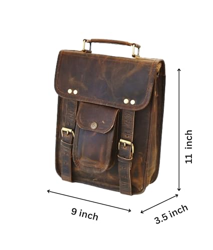 URBAN DEZIRE Men's Genuine Leather Small Messenger Satchel iPad Tablet Bag 11 inch compatible with Apple product